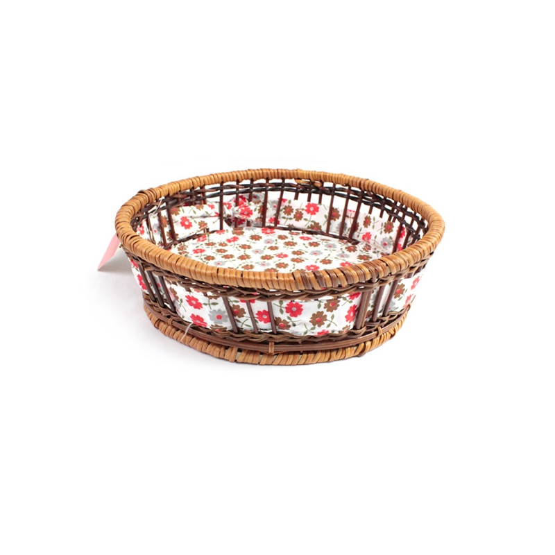 Cesta redonda com tecido 23 x 7 cm vermelha - Loja Apolo